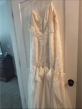 Dresses | Beaded Vneck Bridal Gown In Ivory | Poshmark